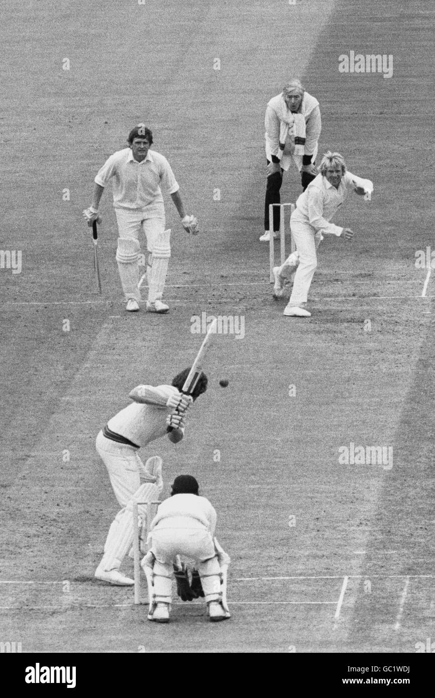 Ross Edwards, the Australian opening batsman, in action against bowler ...