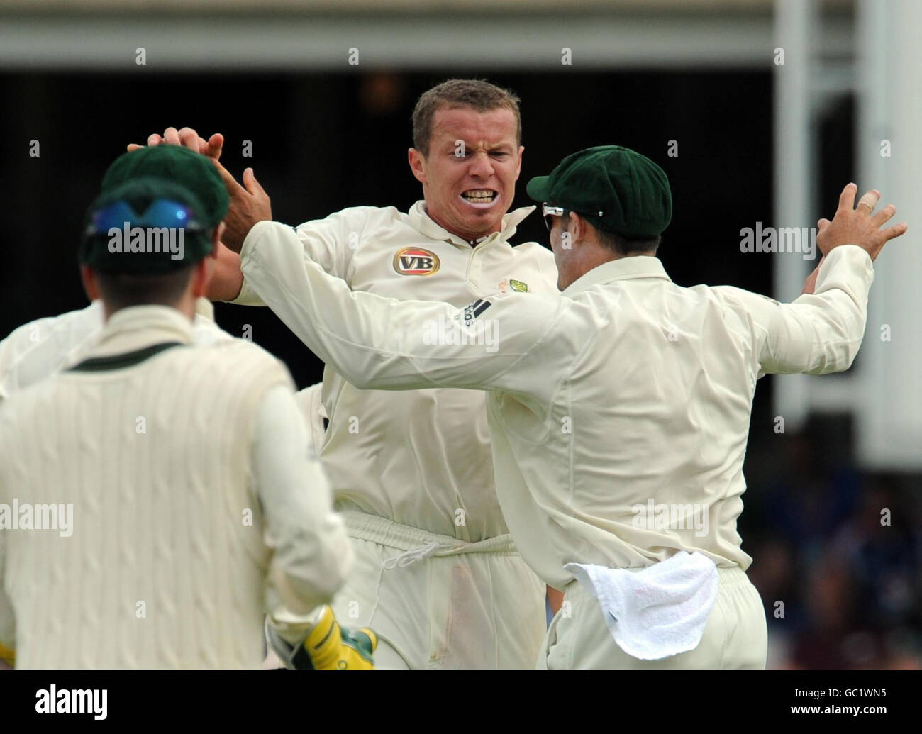 Australia's Peter Siddle celebrates taking the wicket of Paul ...