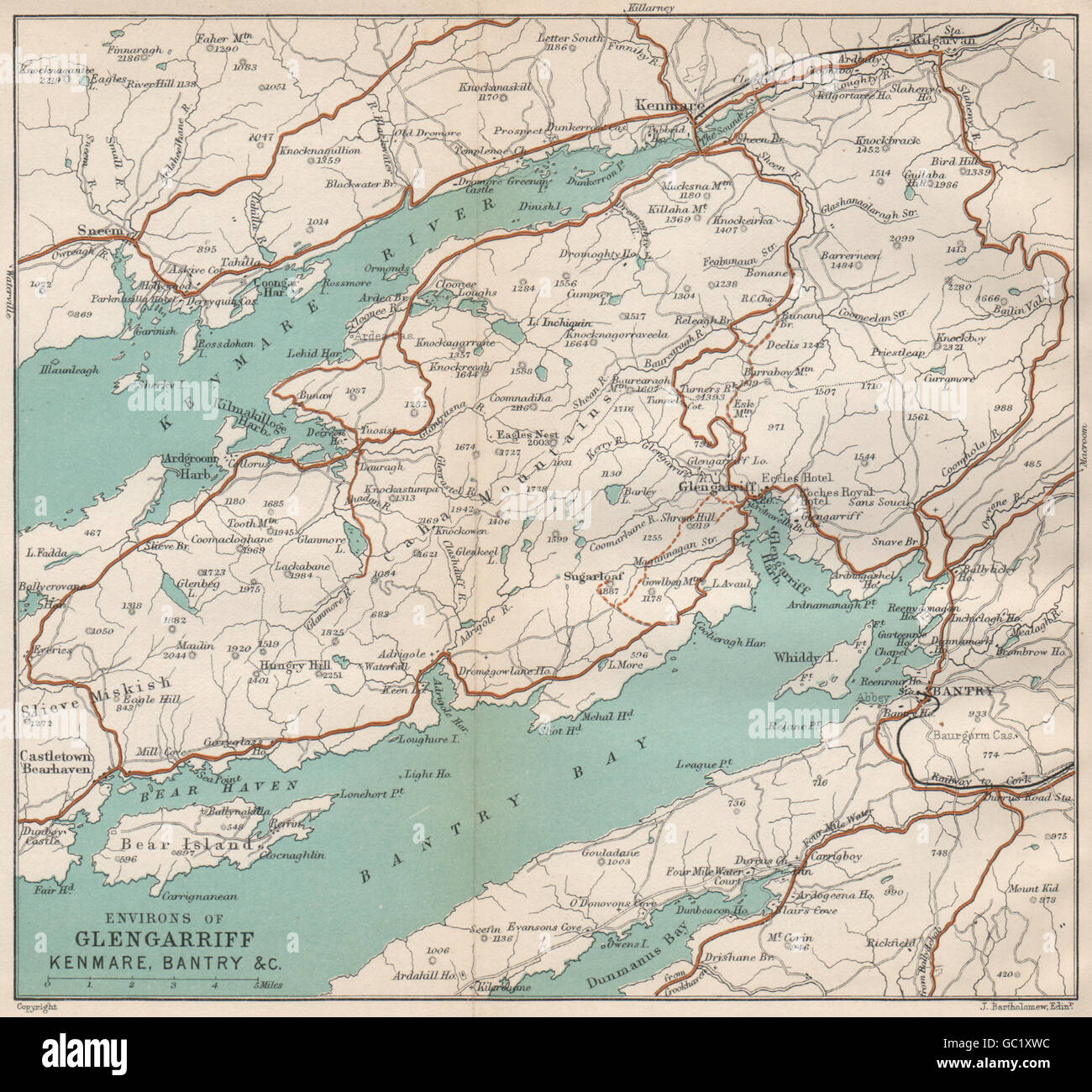 BEARA PENINSULA. Glengarriff Kenmare River Bantry Bay Sneem Bear Island ...