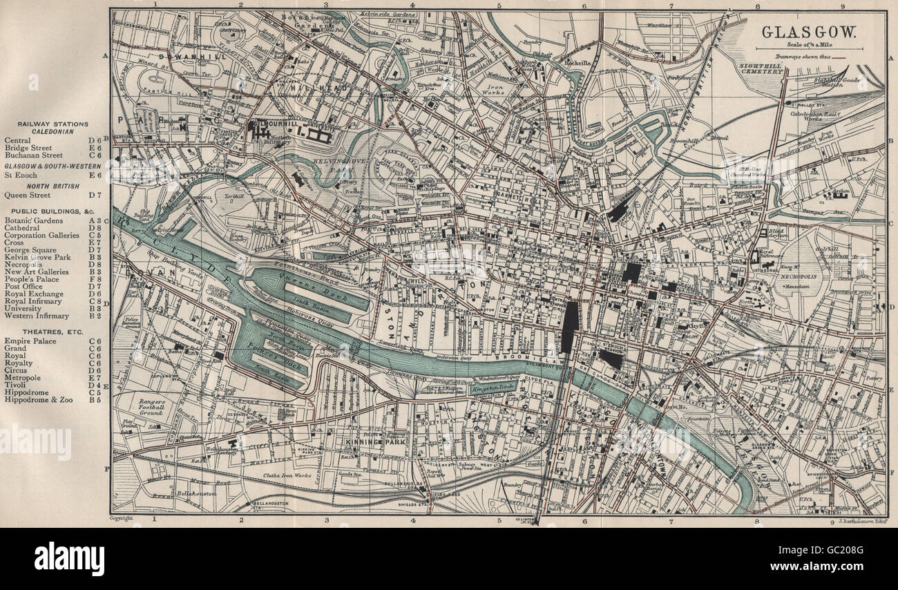 Glasgow vintage town city map hi-res stock photography and images - Alamy