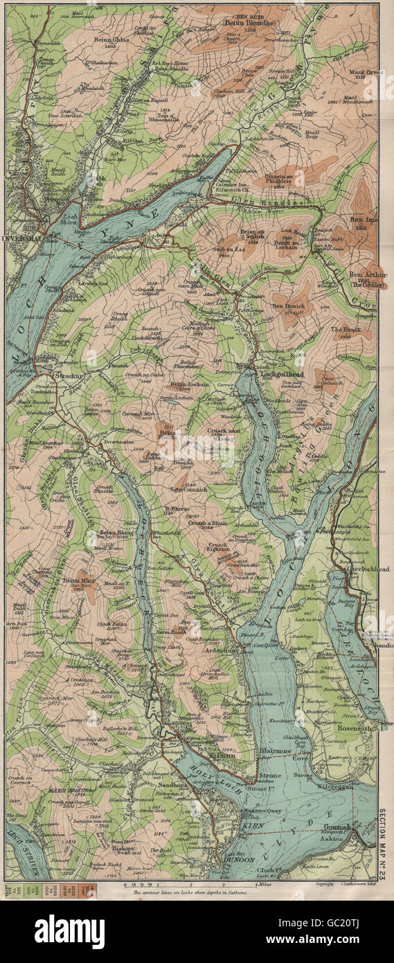 ARROCHAR ALPS. Inveraray Loch Fyne Loch Long Loch Goil Loch Eck, 1908 ...