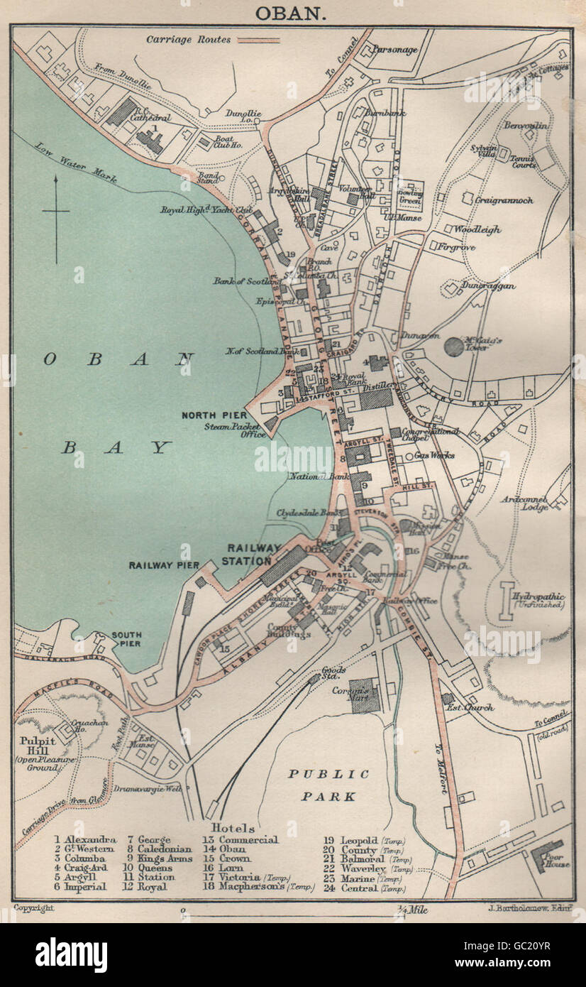 OBAN town/city plan. Scotland. BARTHOLOMEW, 1908 antique map Stock ...