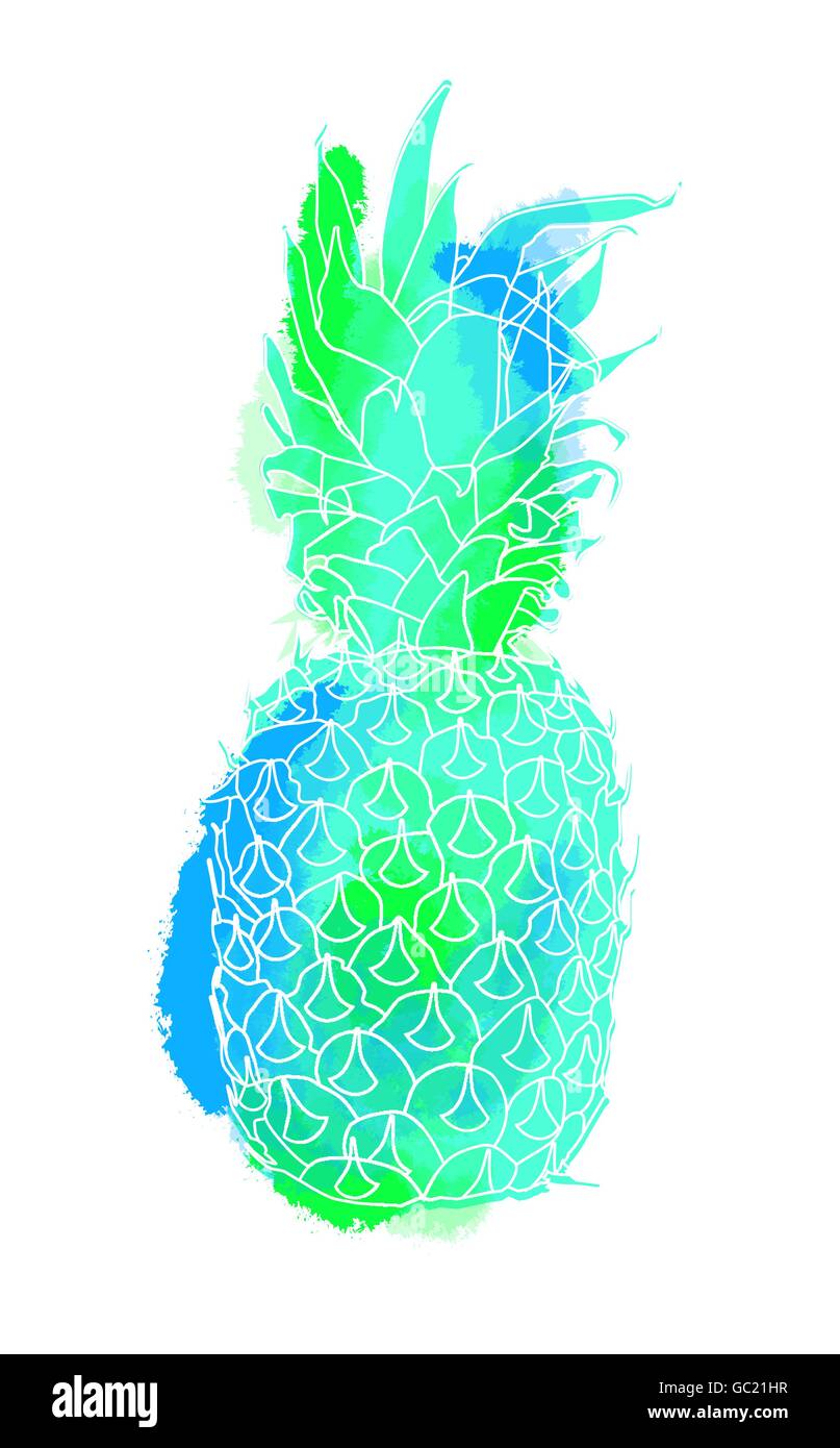 Pineapple fruit art design on isolated background, colorful paint ...