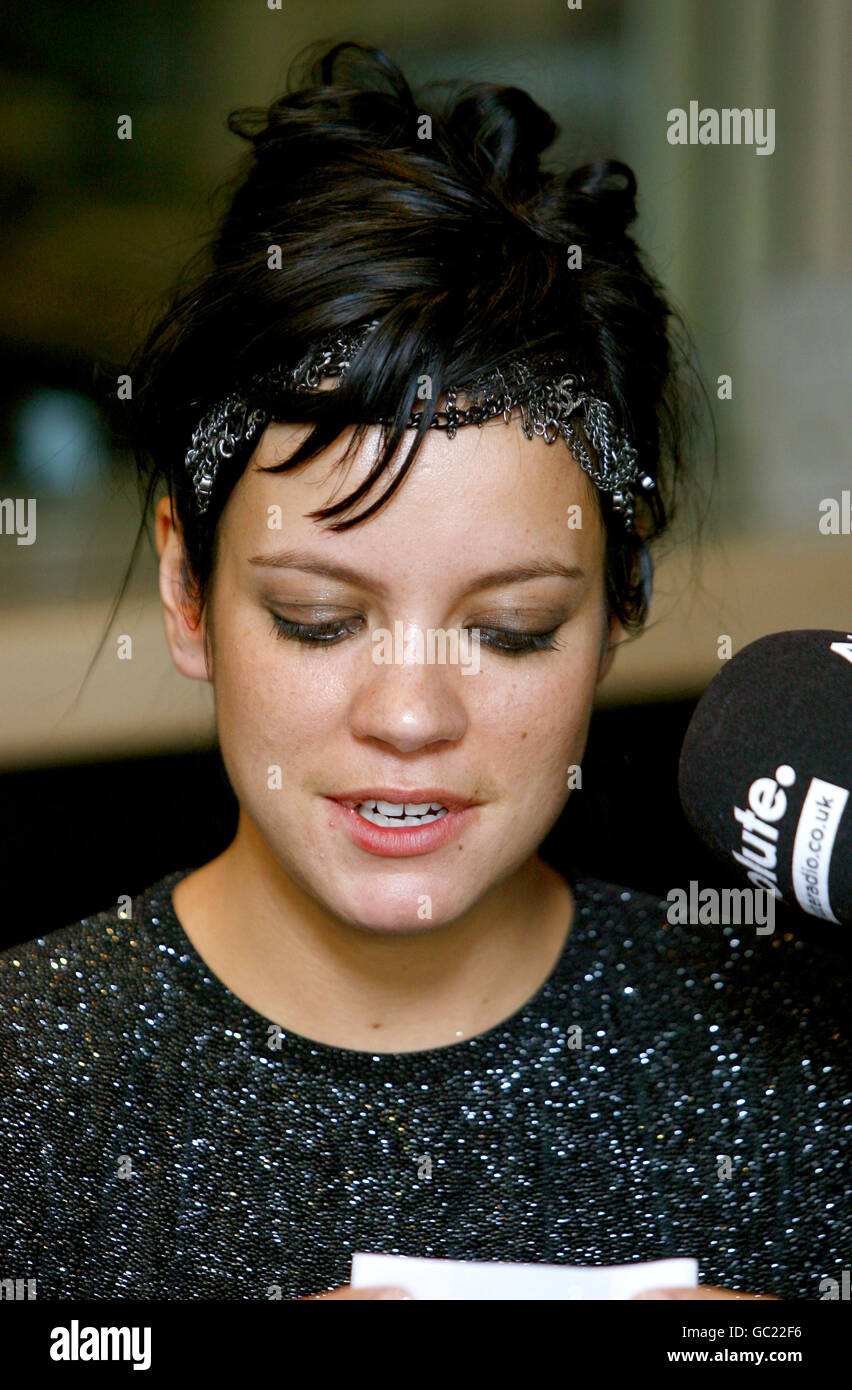 Singer Lily Allen at Absolute Radio in central London Stock Photo - Alamy
