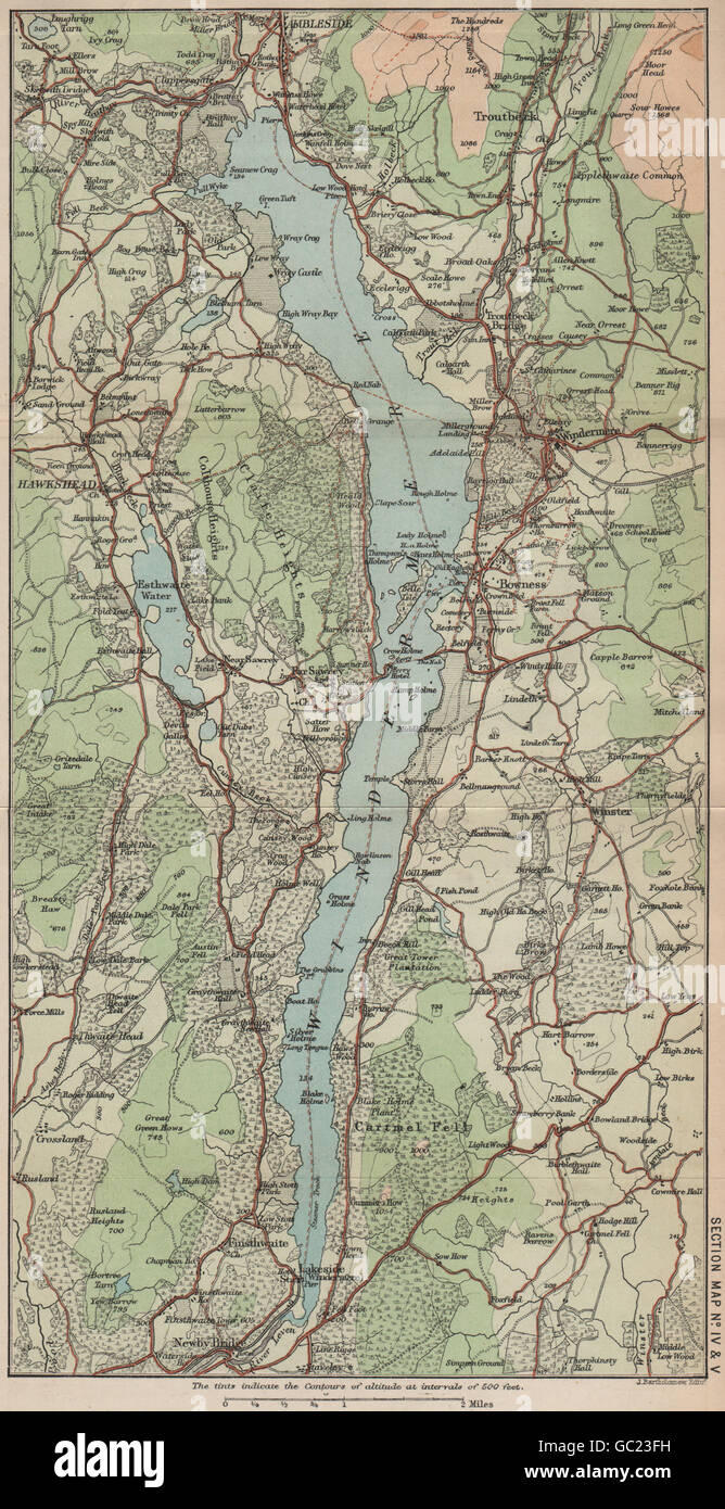 Lake windermere map hi-res stock photography and images - Alamy