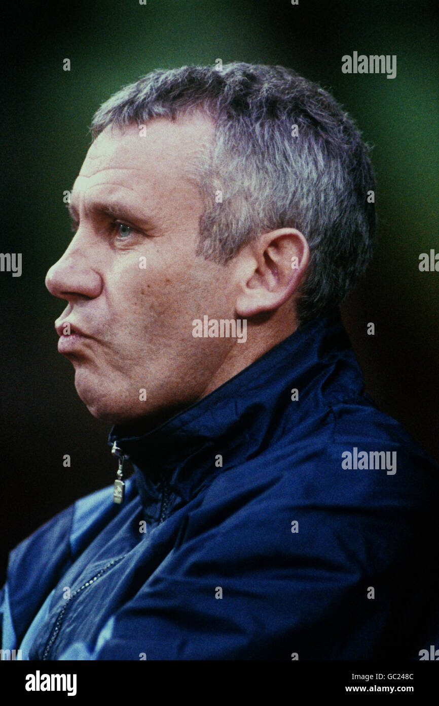 Manchester City Manager Peter Reid looks dejected as his team fell 2-0 ...