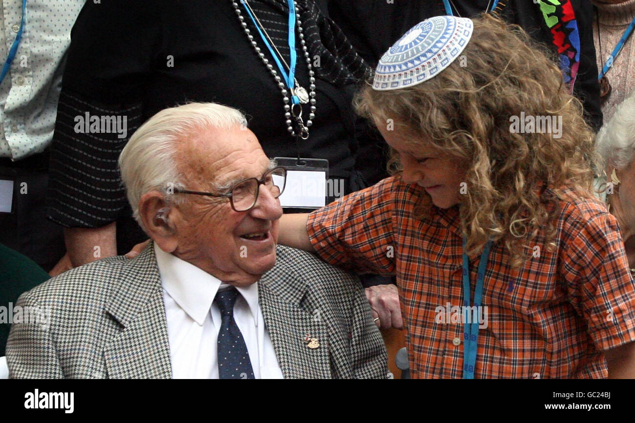 Sir Nicholas Winton, 100, smiles at a young family relative at ...