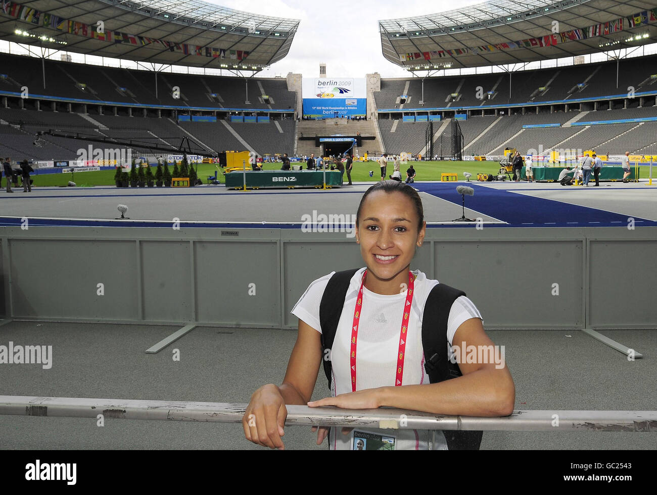 Great Britain's Jessica Ennis poses for a photo inside the Olympic ...