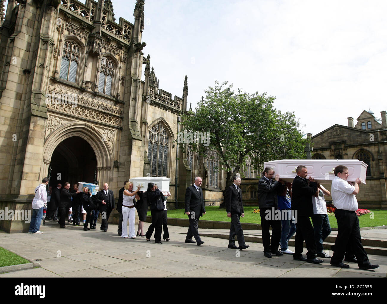 The coffins of Jordan Swift 19, his stepbrother, John Hargreaves, eight ...