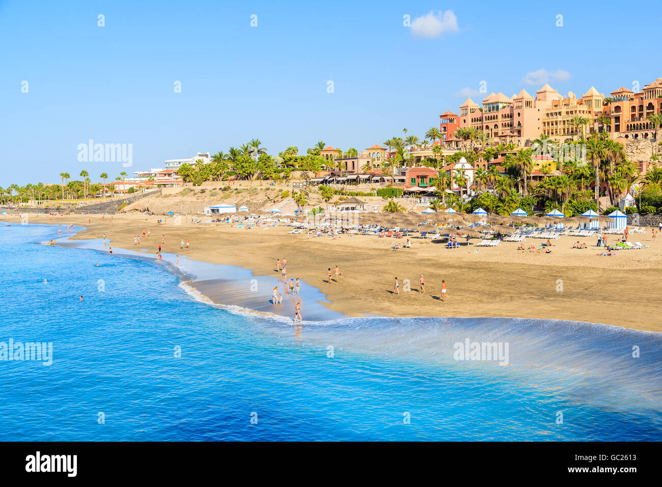 COSTA ADEJE, TENERIFE ISLAND - NOV 17, 2015: Paradise El Duque beach ...