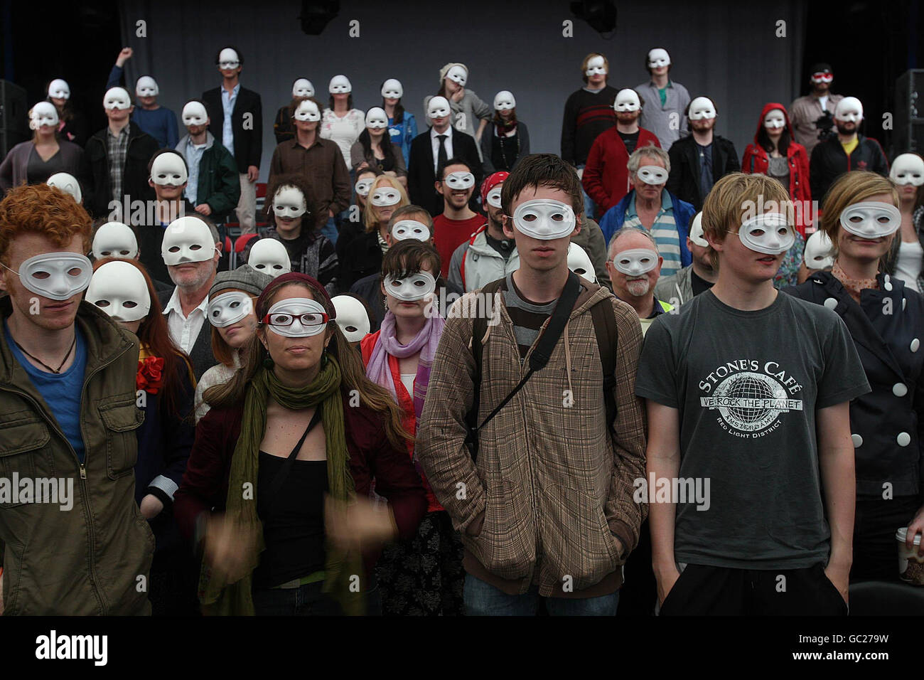 The first masked anonymous debate takes place in Meeting House Square ...