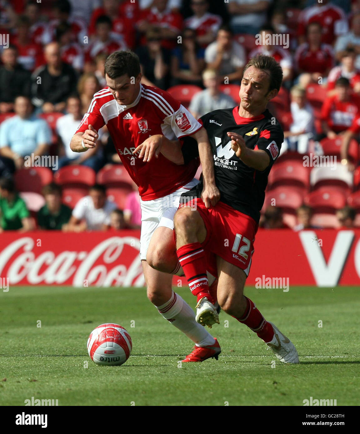 Middlesbrough's Adam Johnson (left) and Doncaster Rovers' James Hayter ...