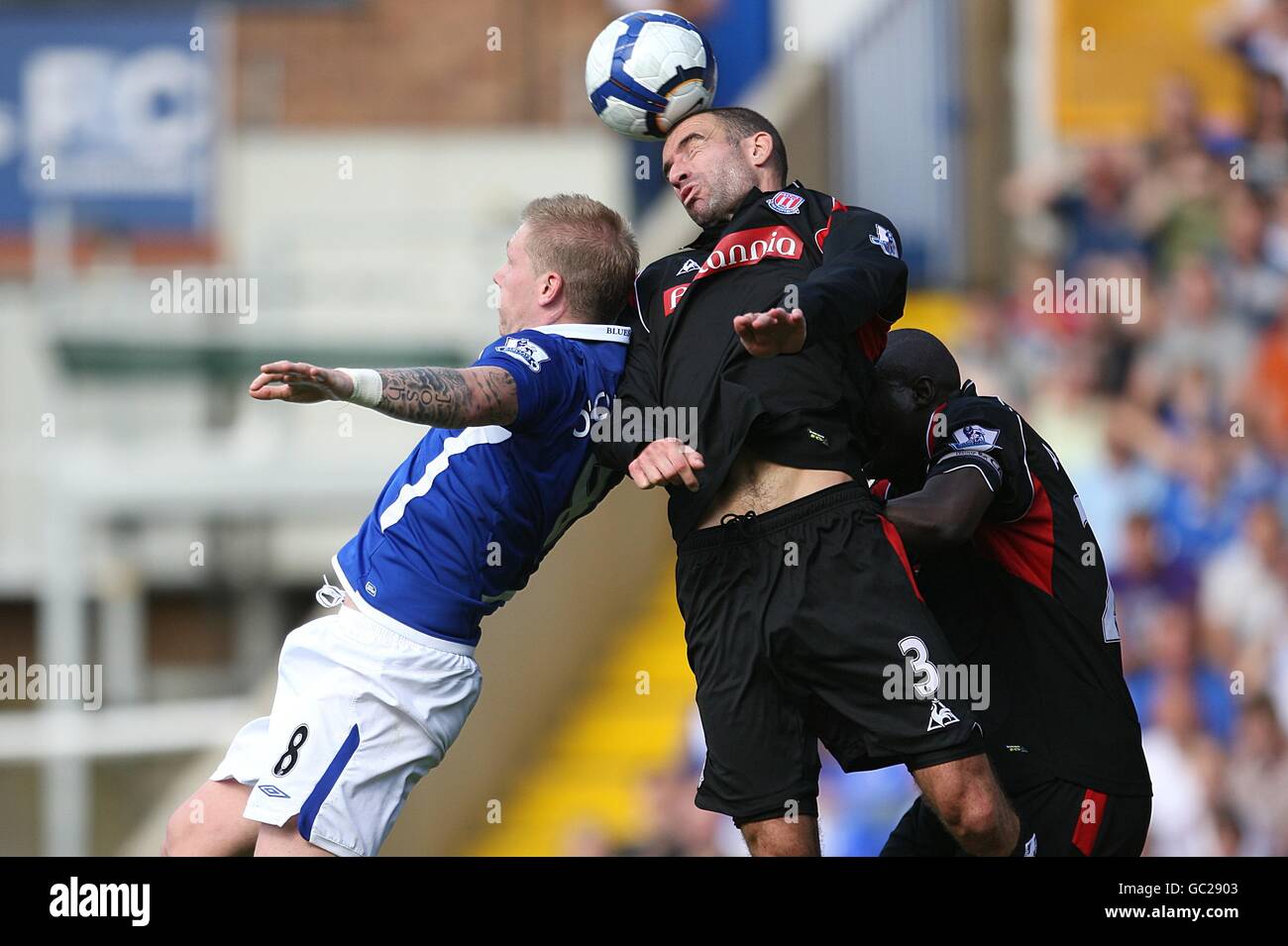 Birmingham City's Garry O'Connor (left) and Stoke City's Danny ...