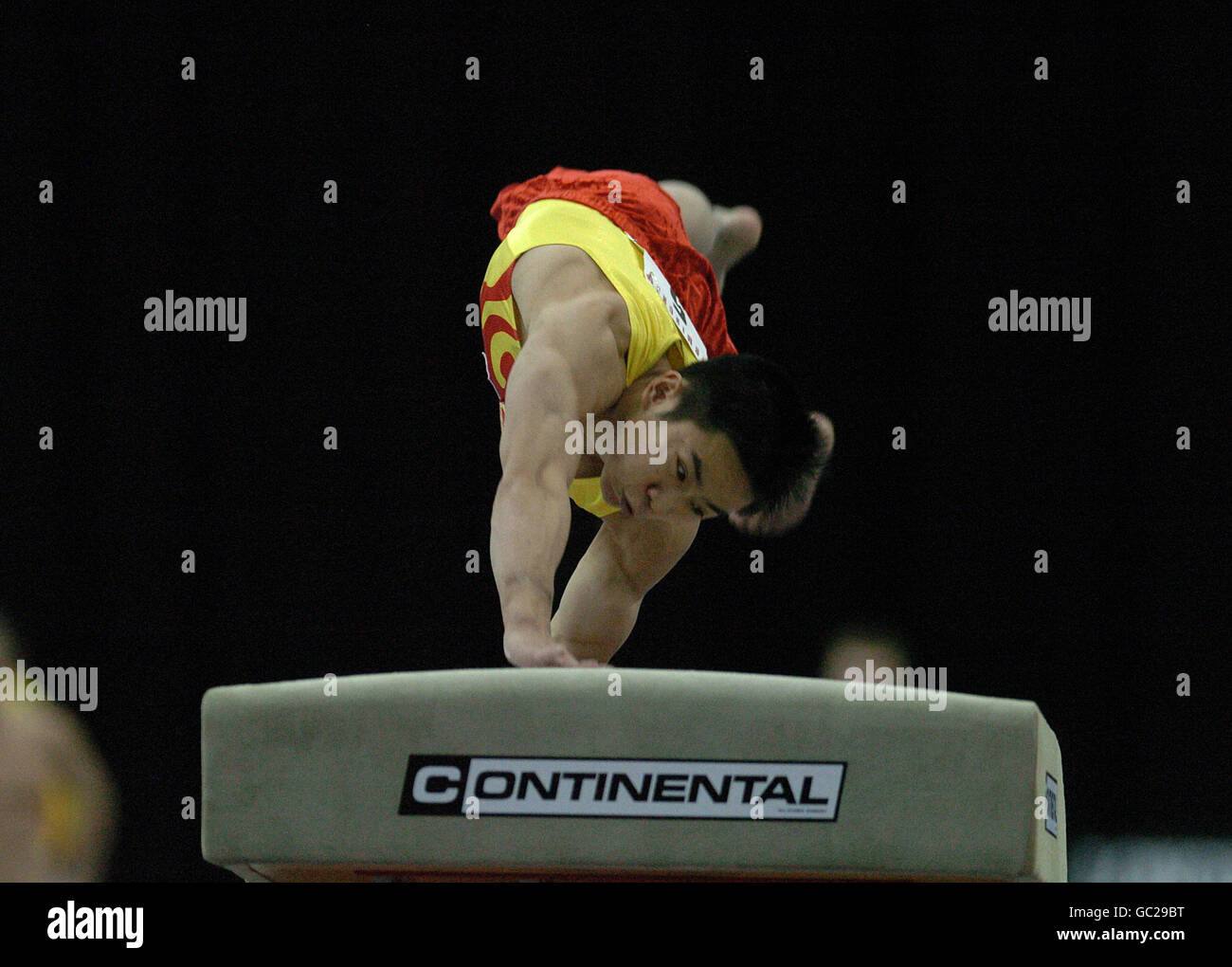 Gymnastics, World Cup Final. China's Lu Bin in action in the vault ...