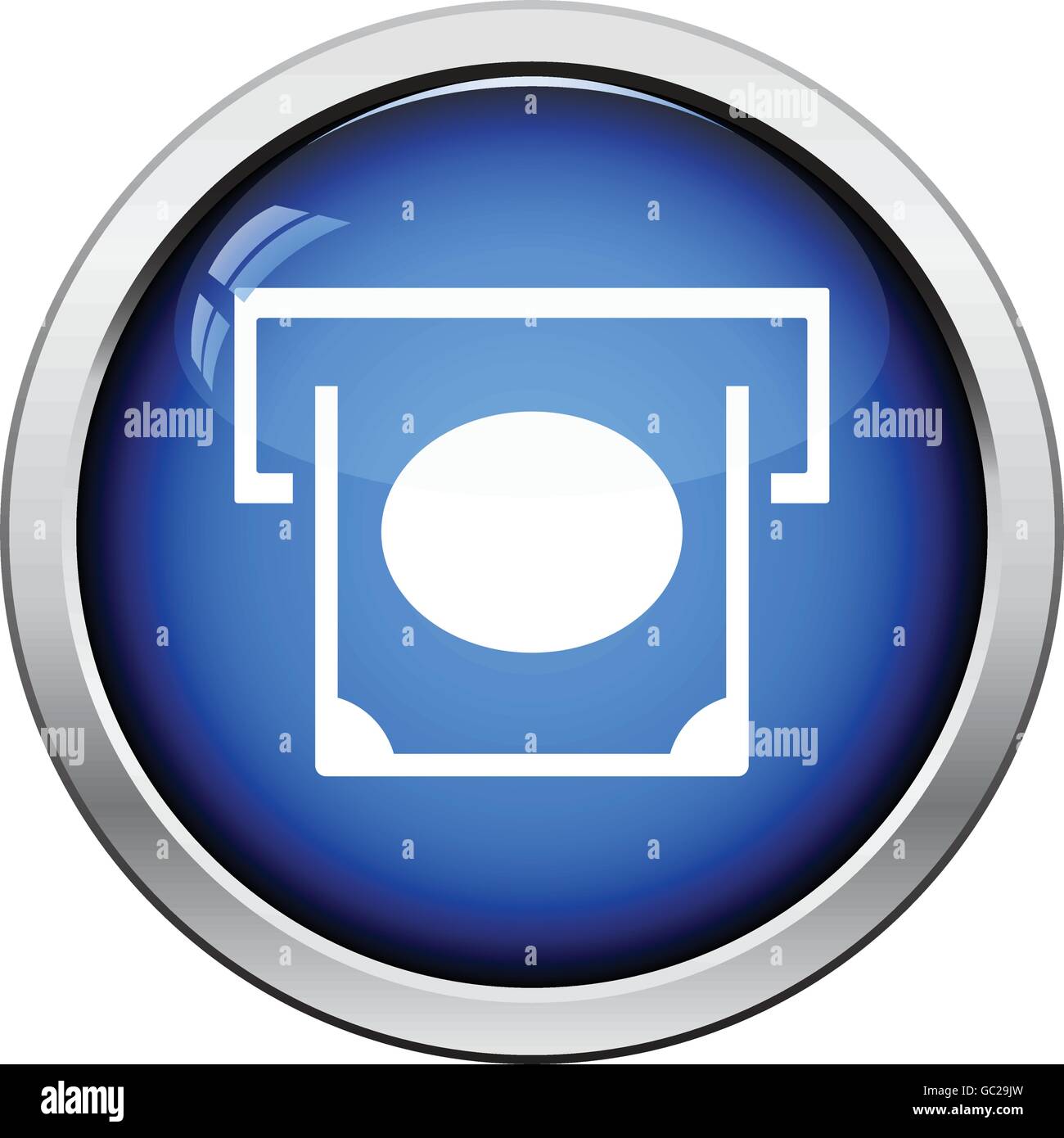 Banknote sliding from atm slot icon. Glossy button design. Vector ...