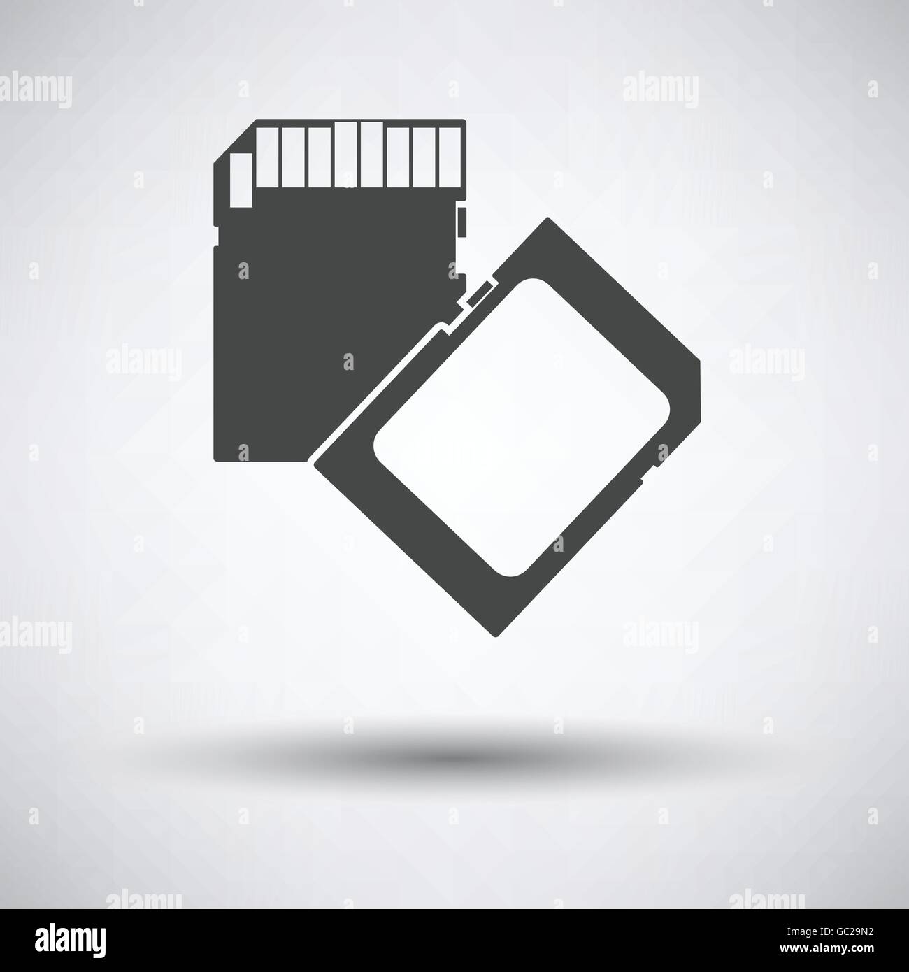 Memory card icon on gray background, round shadow. Vector illustration ...