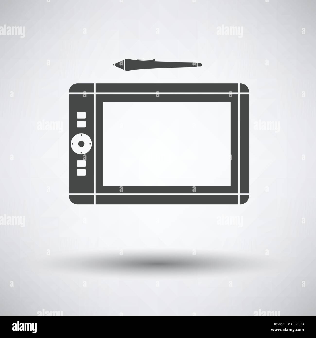 Graphic tablet icon on gray background, round shadow. Vector ...