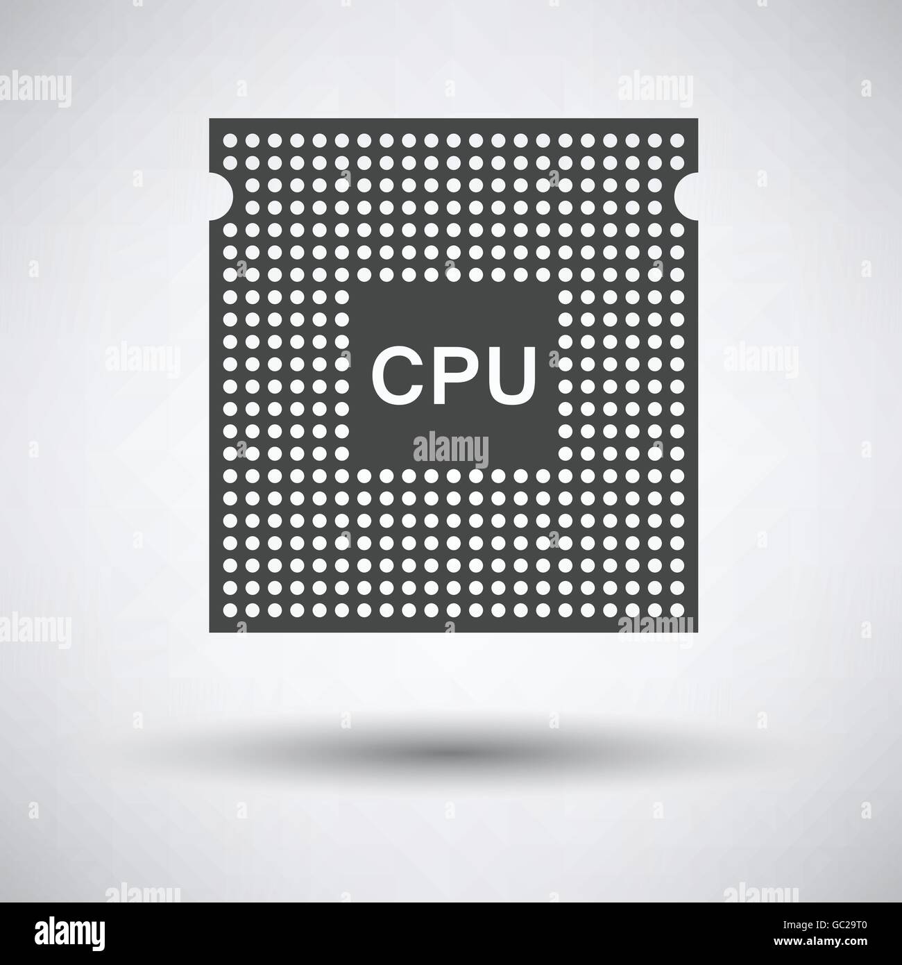 CPU icon on gray background, round shadow. Vector illustration Stock ...