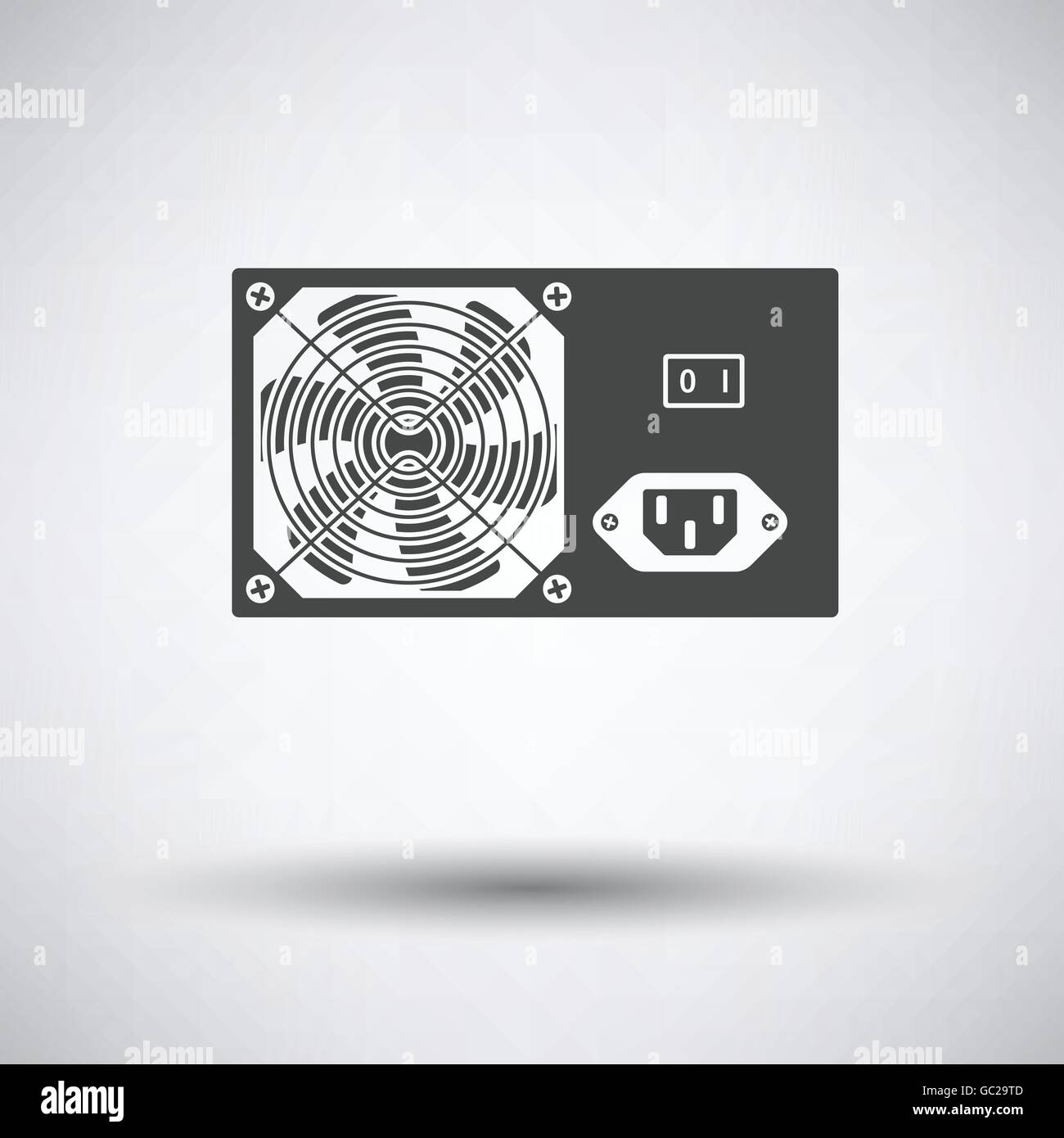 Power unit icon on gray background, round shadow. Vector illustration ...