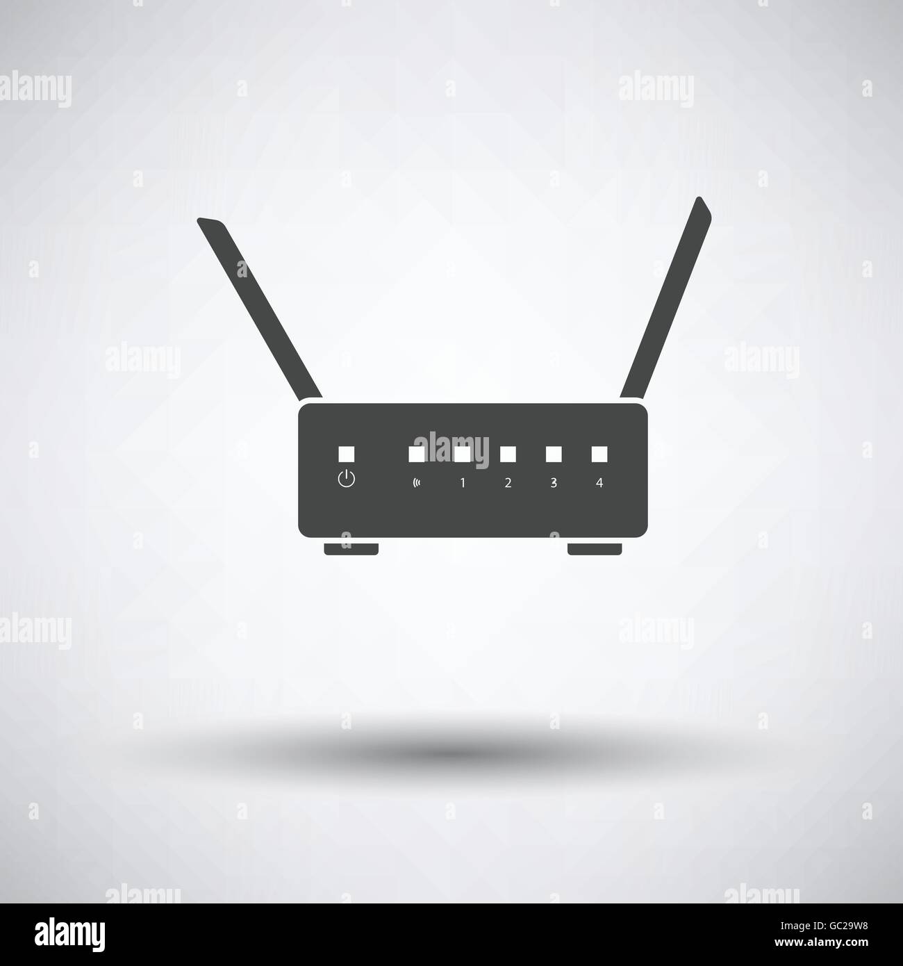 Wi-Fi router icon on gray background, round shadow. Vector illustration ...