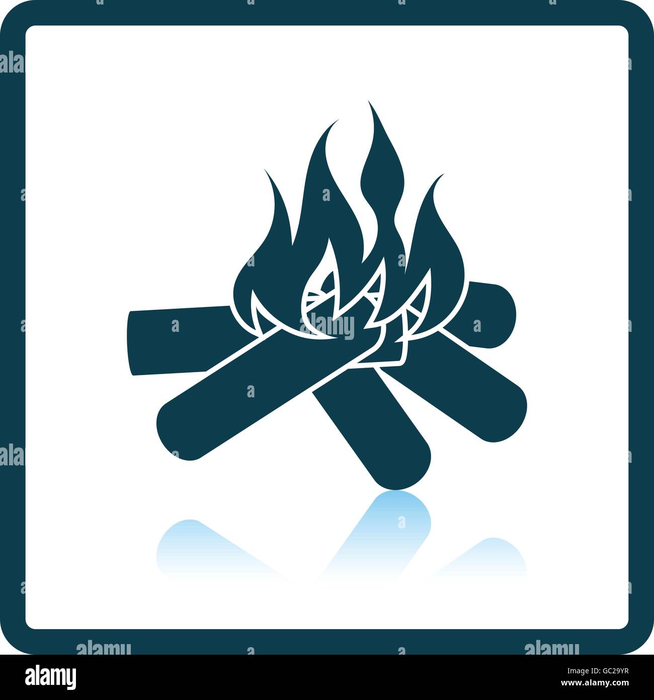 Camping fire icon. Shadow reflection design. Vector illustration Stock ...