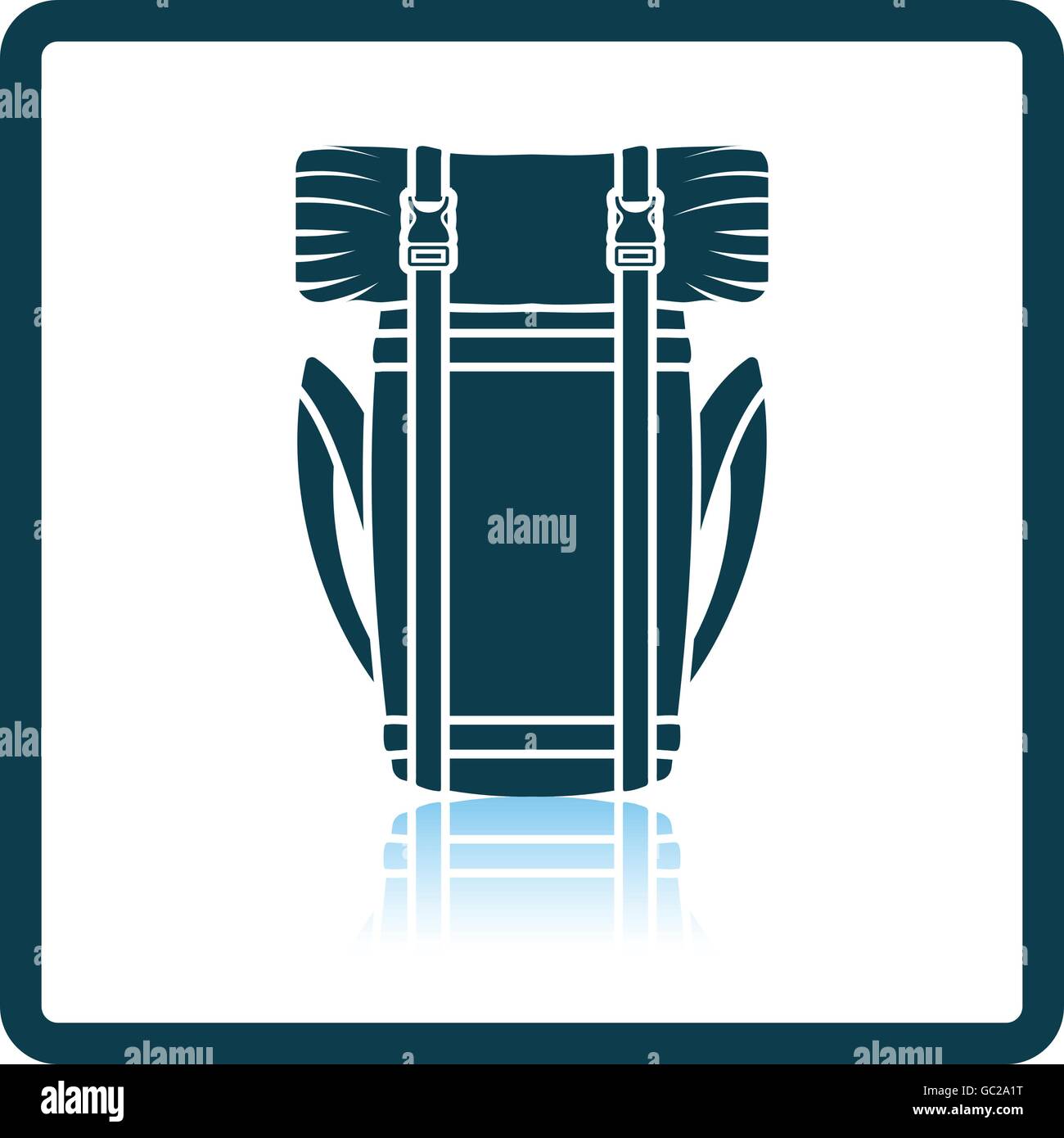 Camping backpack icon. Shadow reflection design. Vector illustration ...