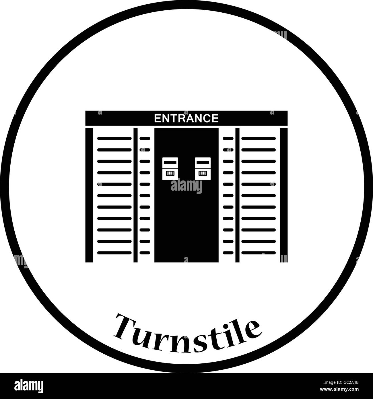 Stadium entrance turnstile icon. Thin circle design. Vector ...