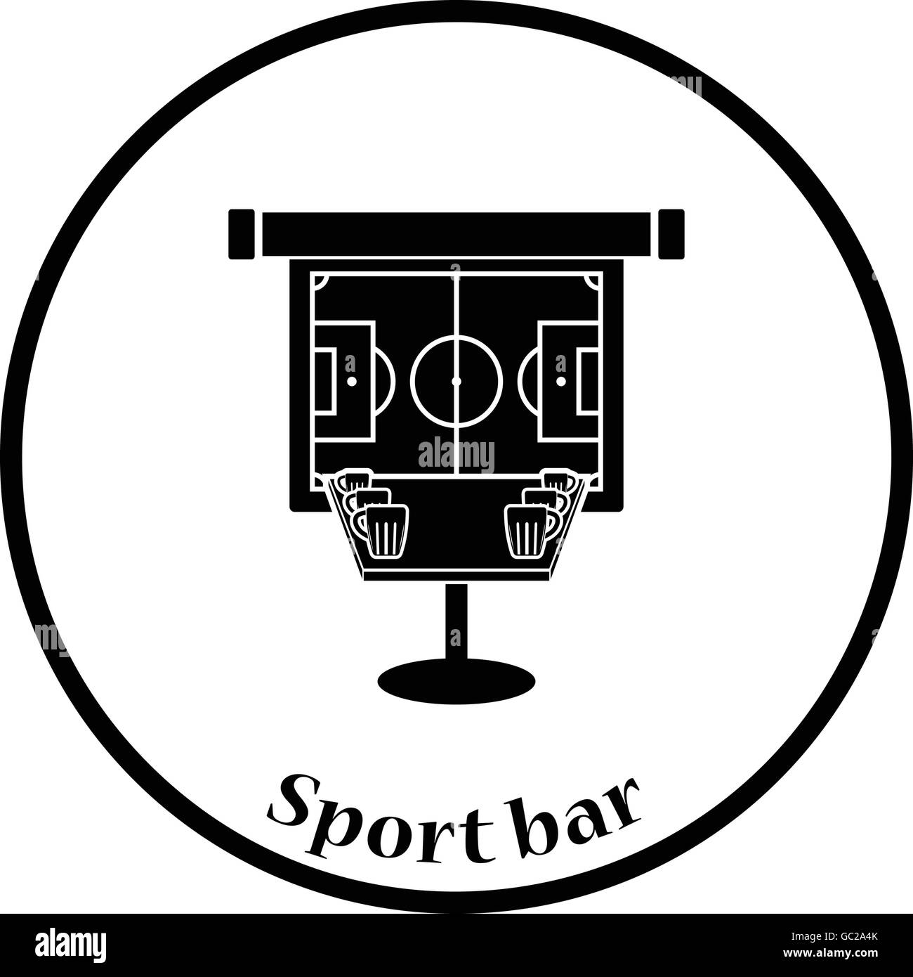 Sport bar table with mugs of beer and football translation on ...