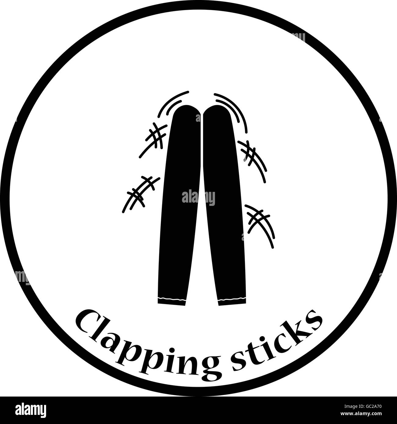 Football fans clapping sticks icon. Thin circle design. Vector ...