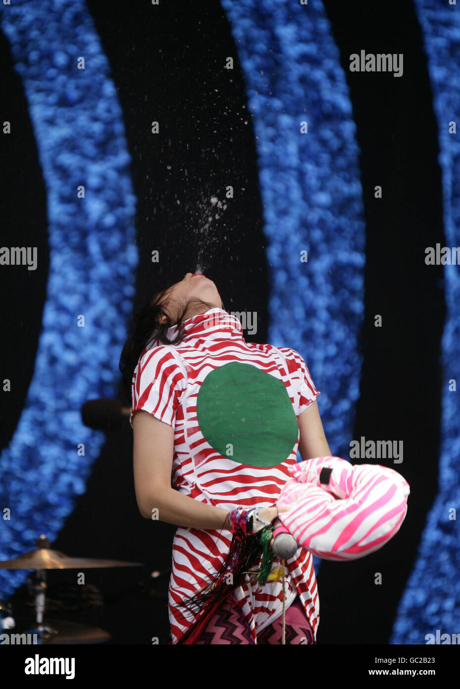 Karen O of the Yeah Yeah Yeahs performing on the Main Stage, during the ...