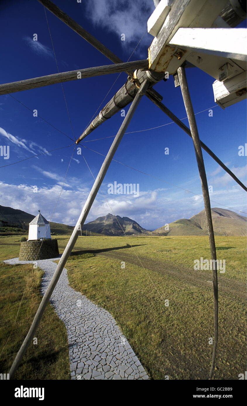 a traditional wind mill on the Island of Porto Santo ot the Madeira ...