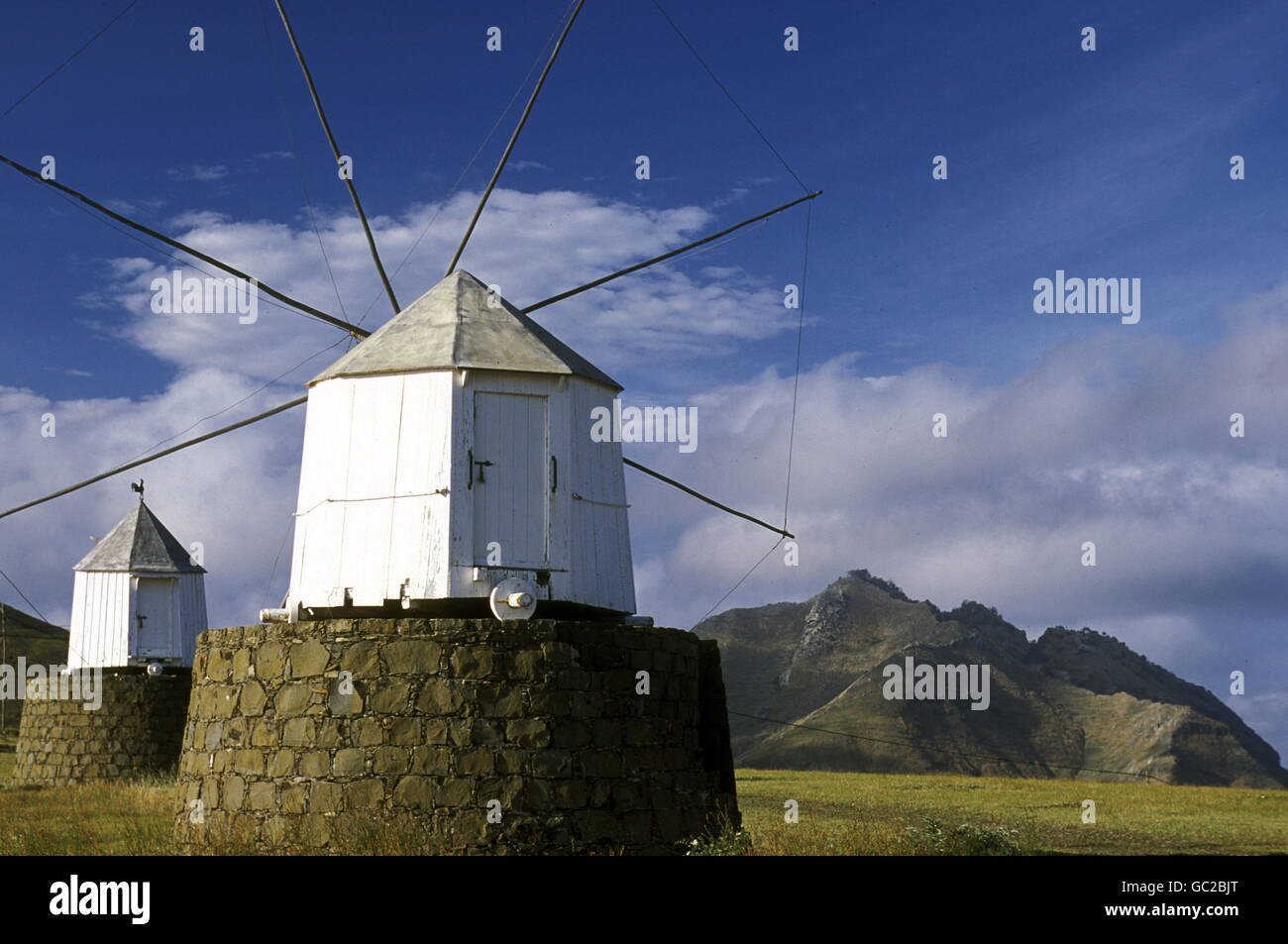 a traditional wind mill on the Island of Porto Santo ot the Madeira ...
