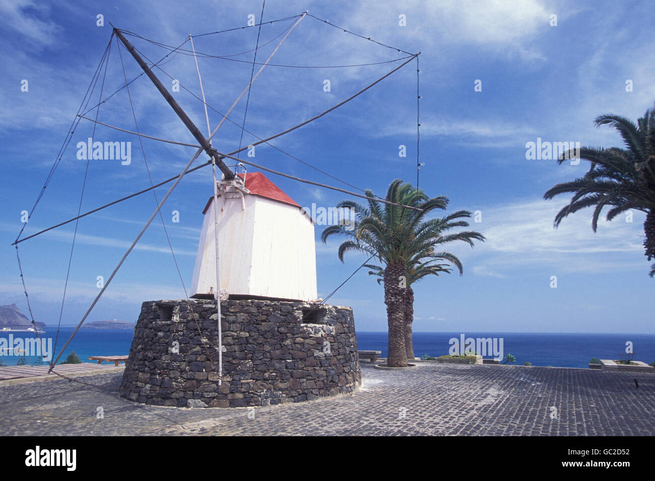 a traditional wind mill on the Island of Porto Santo ot the Madeira ...