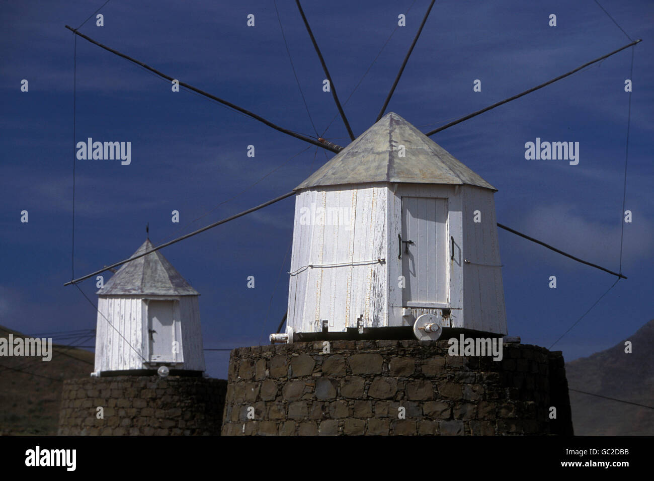 a traditional wind mill on the Island of Porto Santo ot the Madeira ...