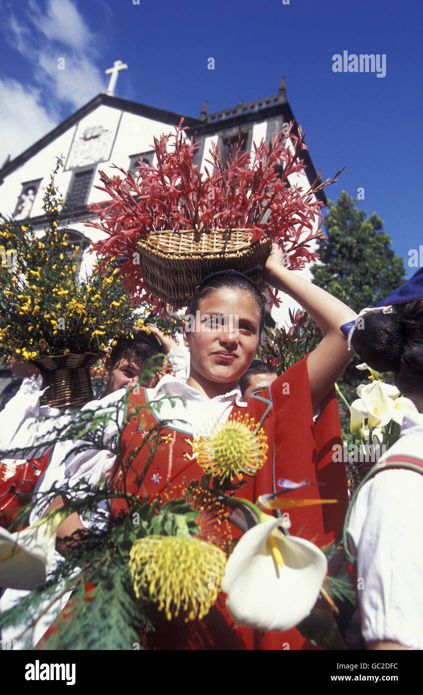 a parade of the Spring Flower Festival in the city of Funchal on the ...