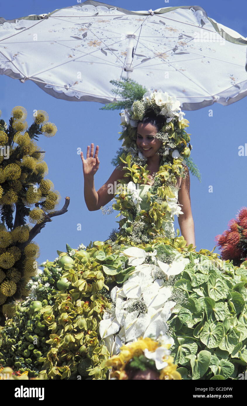 a parade of the Spring Flower Festival in the city of Funchal on the ...