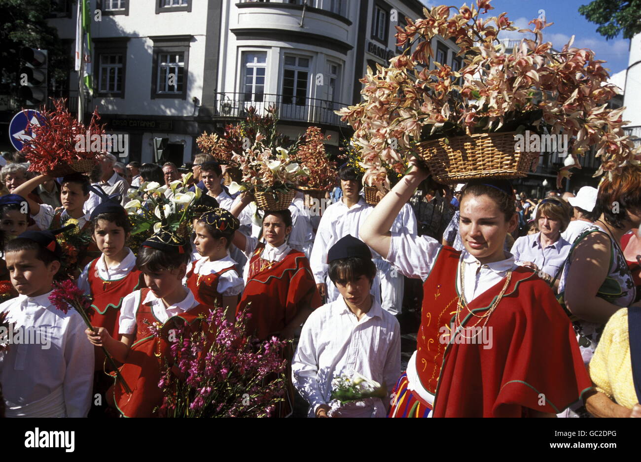 a parade of the Spring Flower Festival in the city of Funchal on the ...