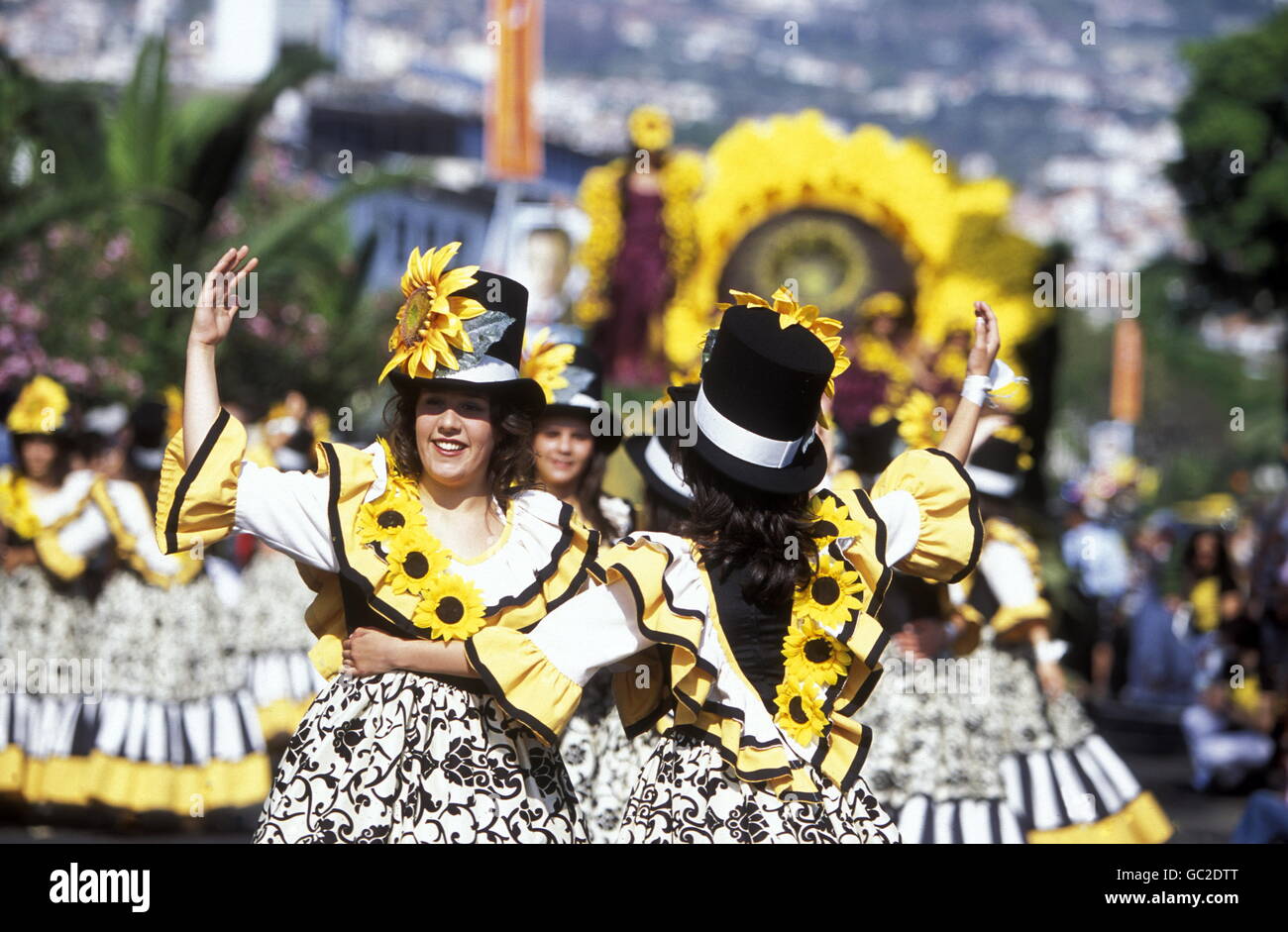 a parade of the Spring Flower Festival in the city of Funchal on the ...