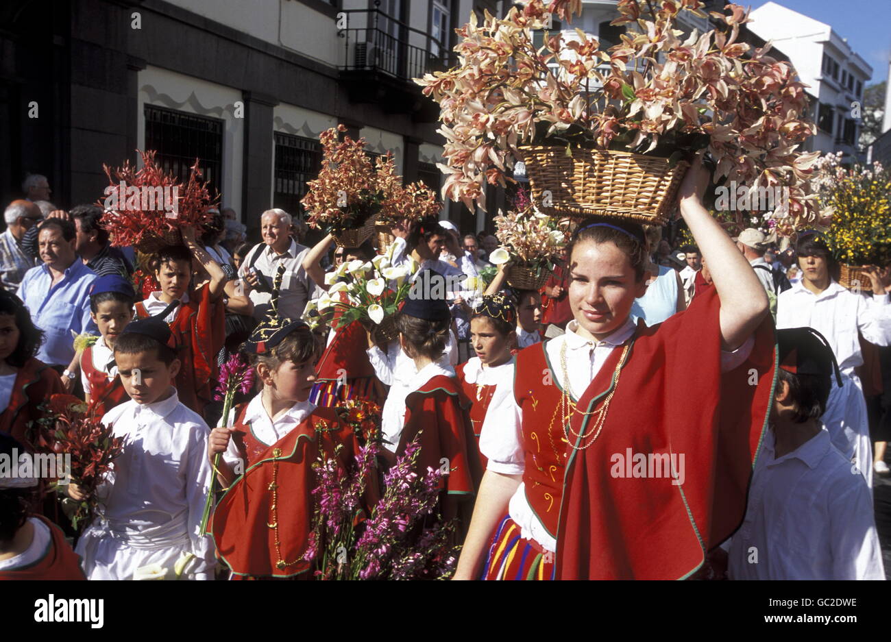 a parade of the Spring Flower Festival in the city of Funchal on the ...