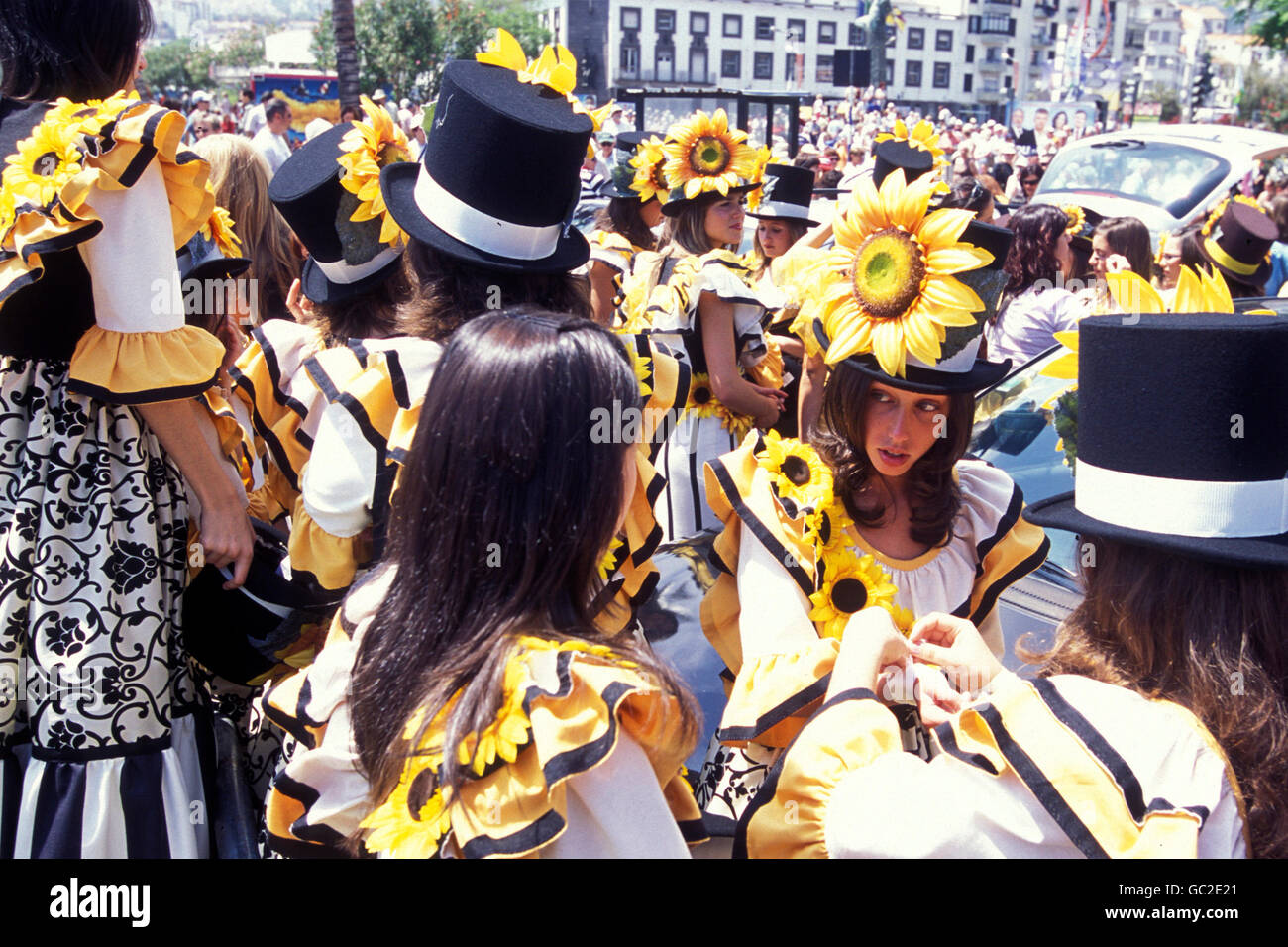 a parade of the Spring Flower Festival in the city of Funchal on the ...