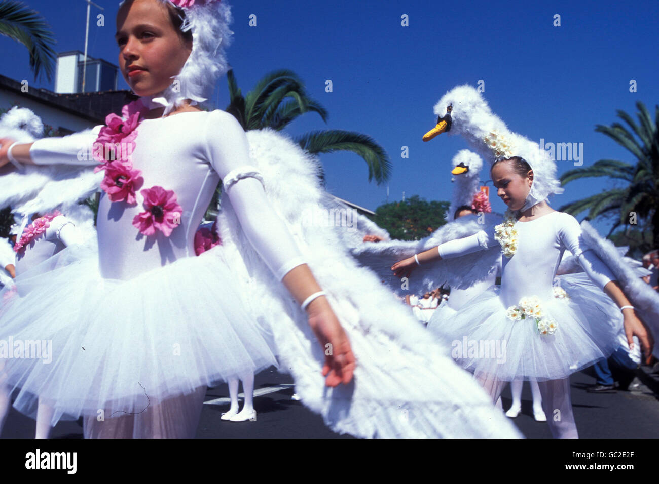 a parade of the Spring Flower Festival in the city of Funchal on the ...