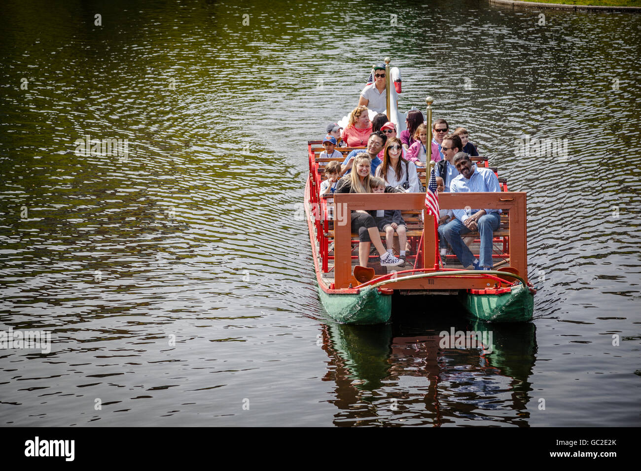 Swan boat with tourists in Public Garden, Boston Common Stock Photo - Alamy