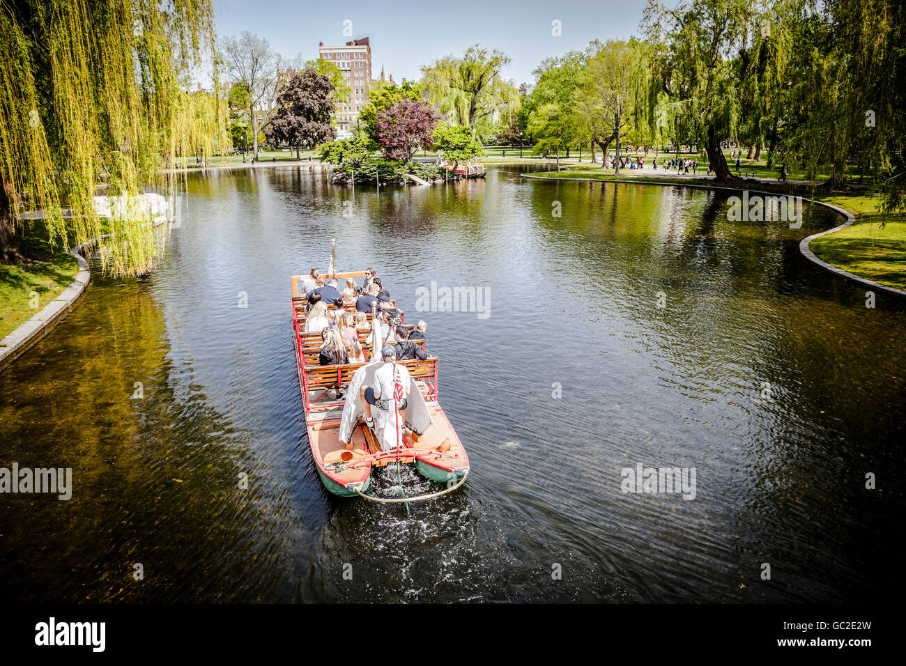 Swan boat with tourists in Public Garden, Boston Common Stock Photo - Alamy