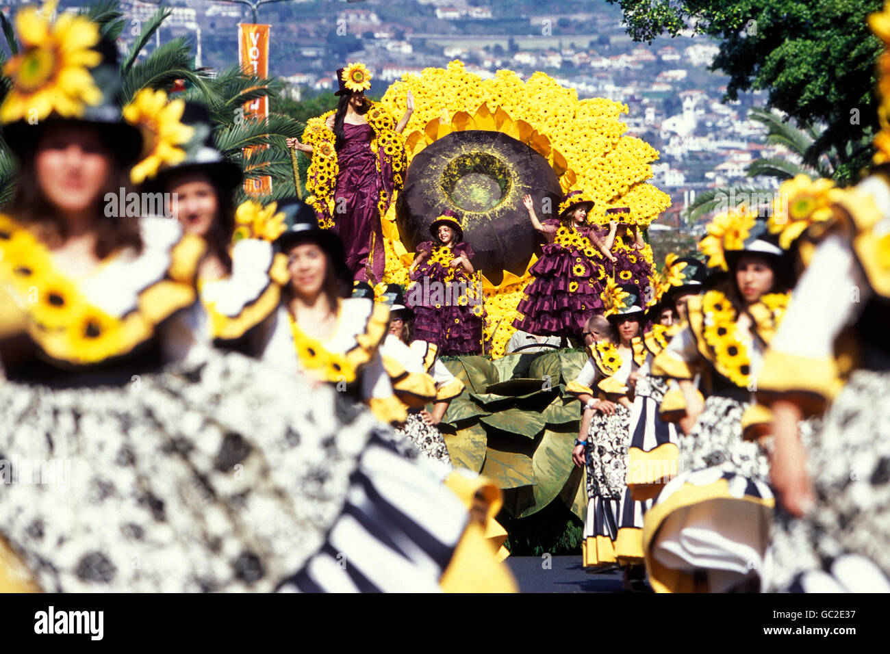 a parade of the Spring Flower Festival in the city of Funchal on the ...