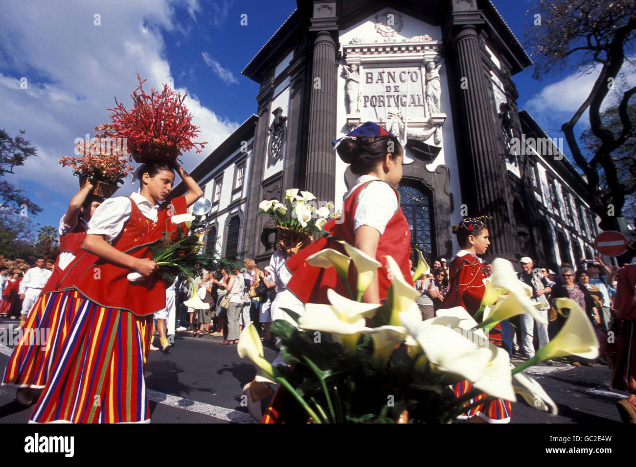 a parade of the Spring Flower Festival in the city of Funchal on the ...