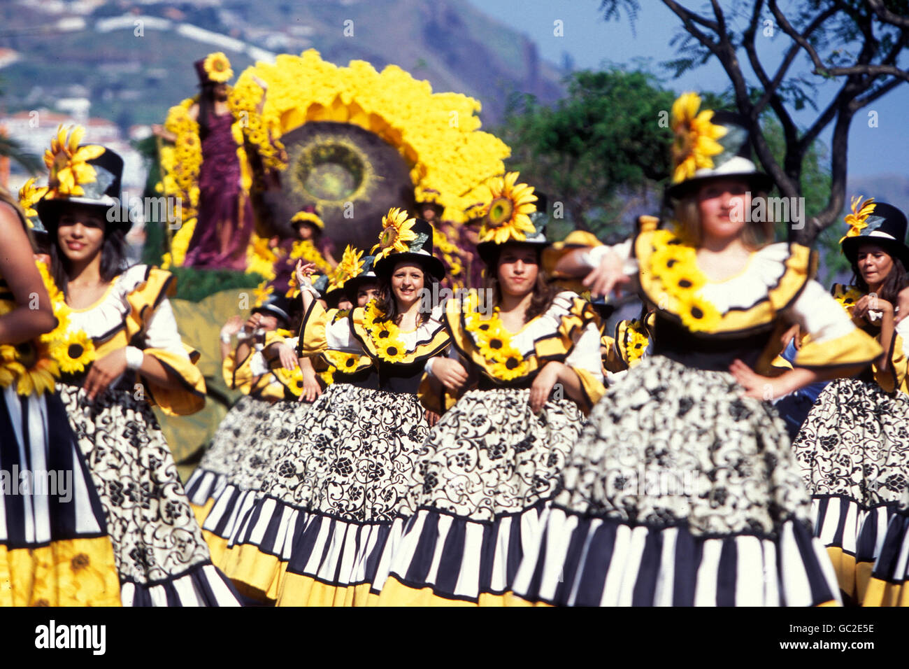 a parade of the Spring Flower Festival in the city of Funchal on the ...