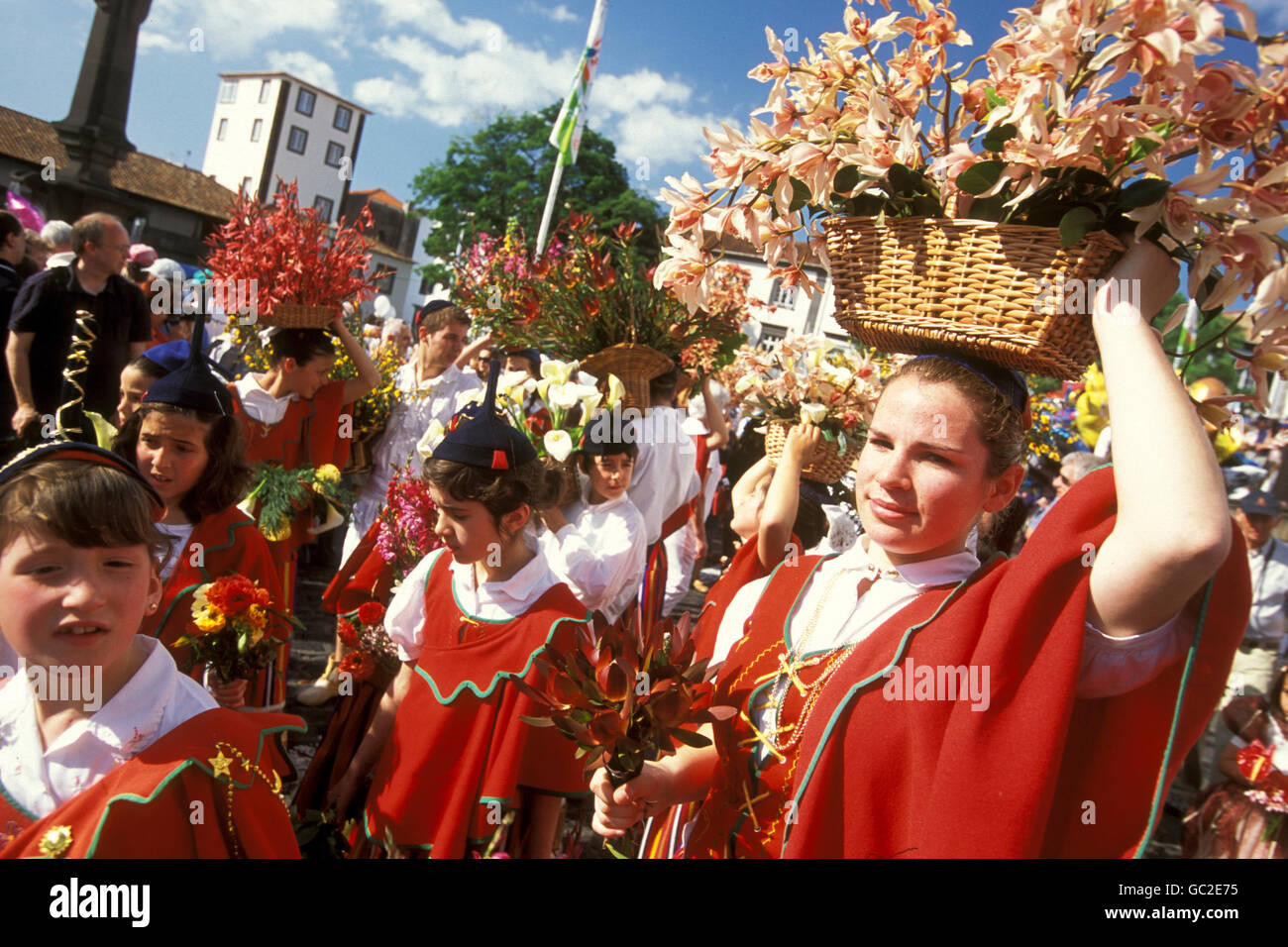 a parade of the Spring Flower Festival in the city of Funchal on the ...