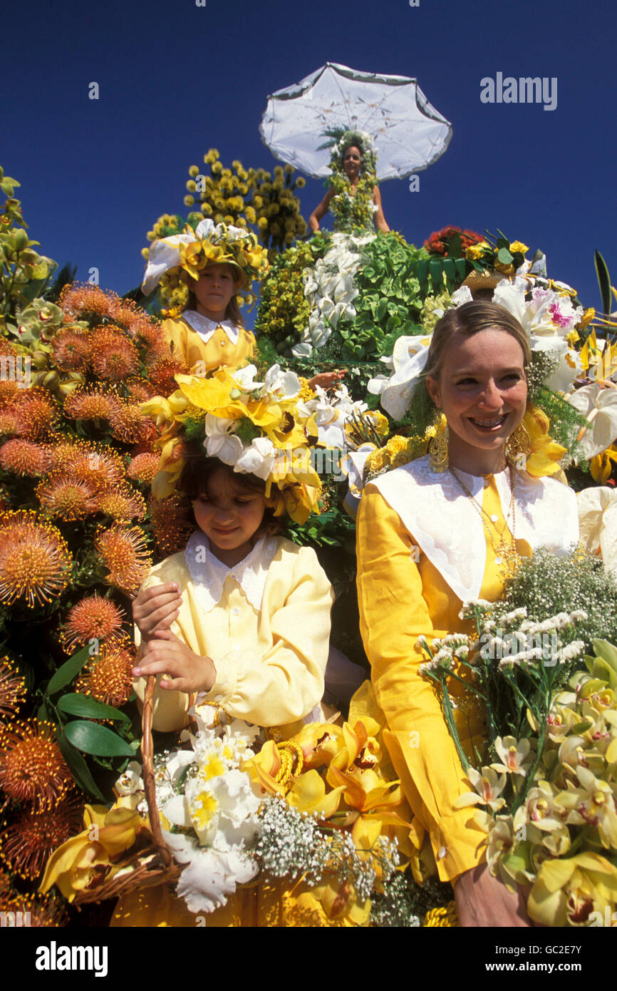 a parade of the Spring Flower Festival in the city of Funchal on the ...
