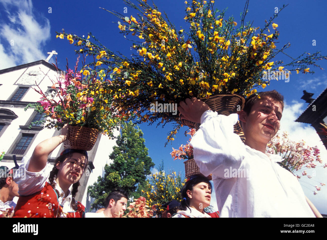 a parade of the Spring Flower Festival in the city of Funchal on the ...