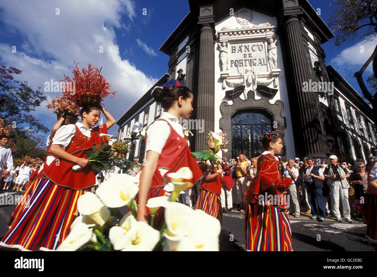 a parade of the Spring Flower Festival in the city of Funchal on the ...